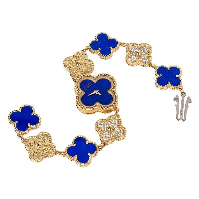 Van Cleef and Arpels Lapis Lazuli / Diamond Sweet Alhambra Watch ...