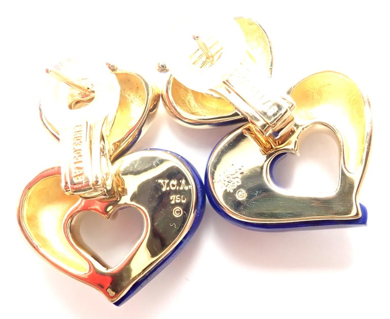 Van Cleef and Arpels Lapis Lazuli Heart Shape Yellow Gold Earrings For ...