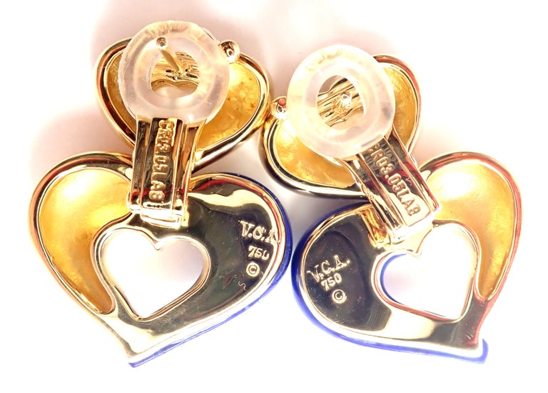 Van Cleef and Arpels Lapis Lazuli Heart Shape Yellow Gold Earrings For ...