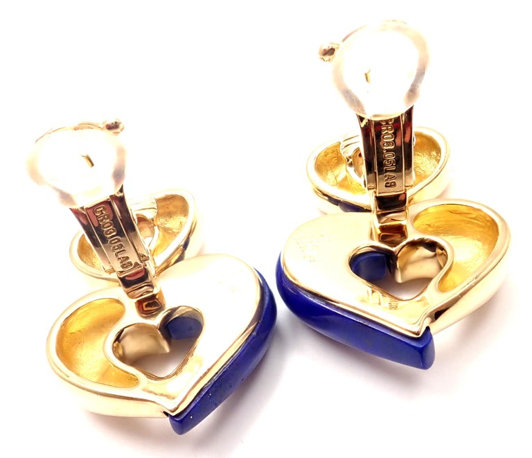 Van Cleef and Arpels Lapis Lazuli Heart Shape Yellow Gold Earrings For ...