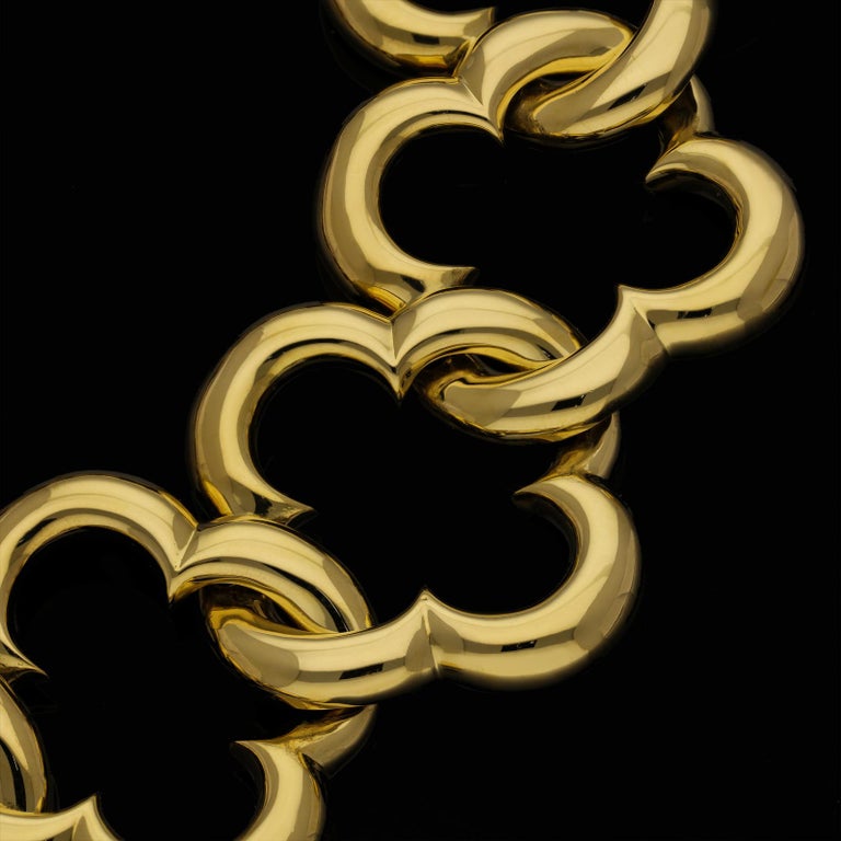 Van Cleef and Arpels Large Alhambra 18k Yellow Gold Outline Necklace ...