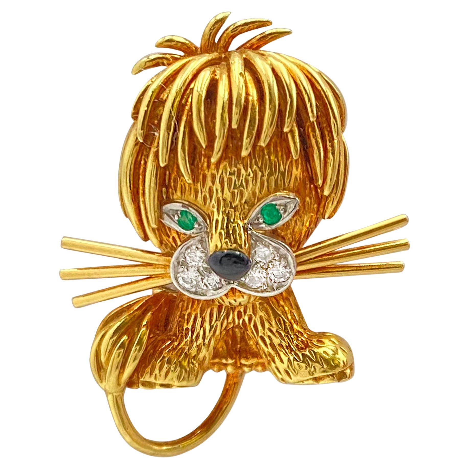Van Cleef and Arpels 18 Karat Yellow Gold Lion Brooch, 1960s For Sale at 1stDibs | van cleef ...