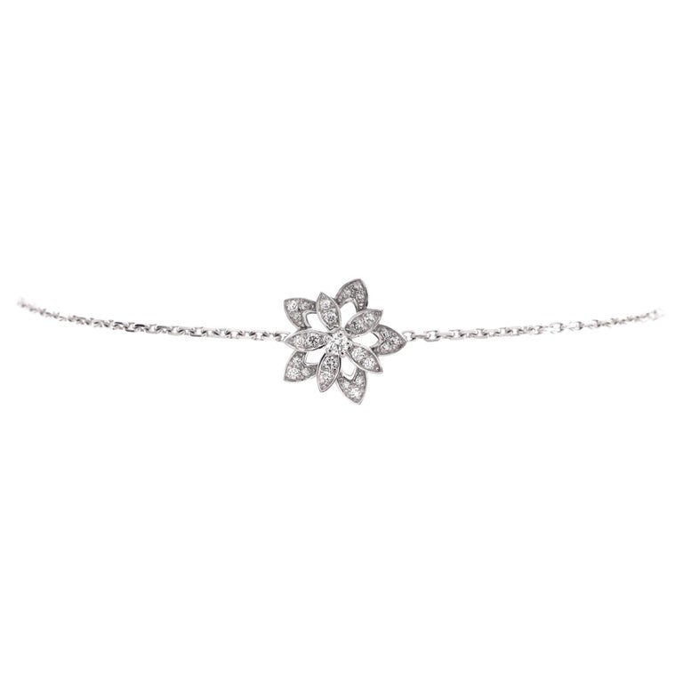 Van Cleef and Arpels Lotus Openwork Bracelet 18k White Gold with ...