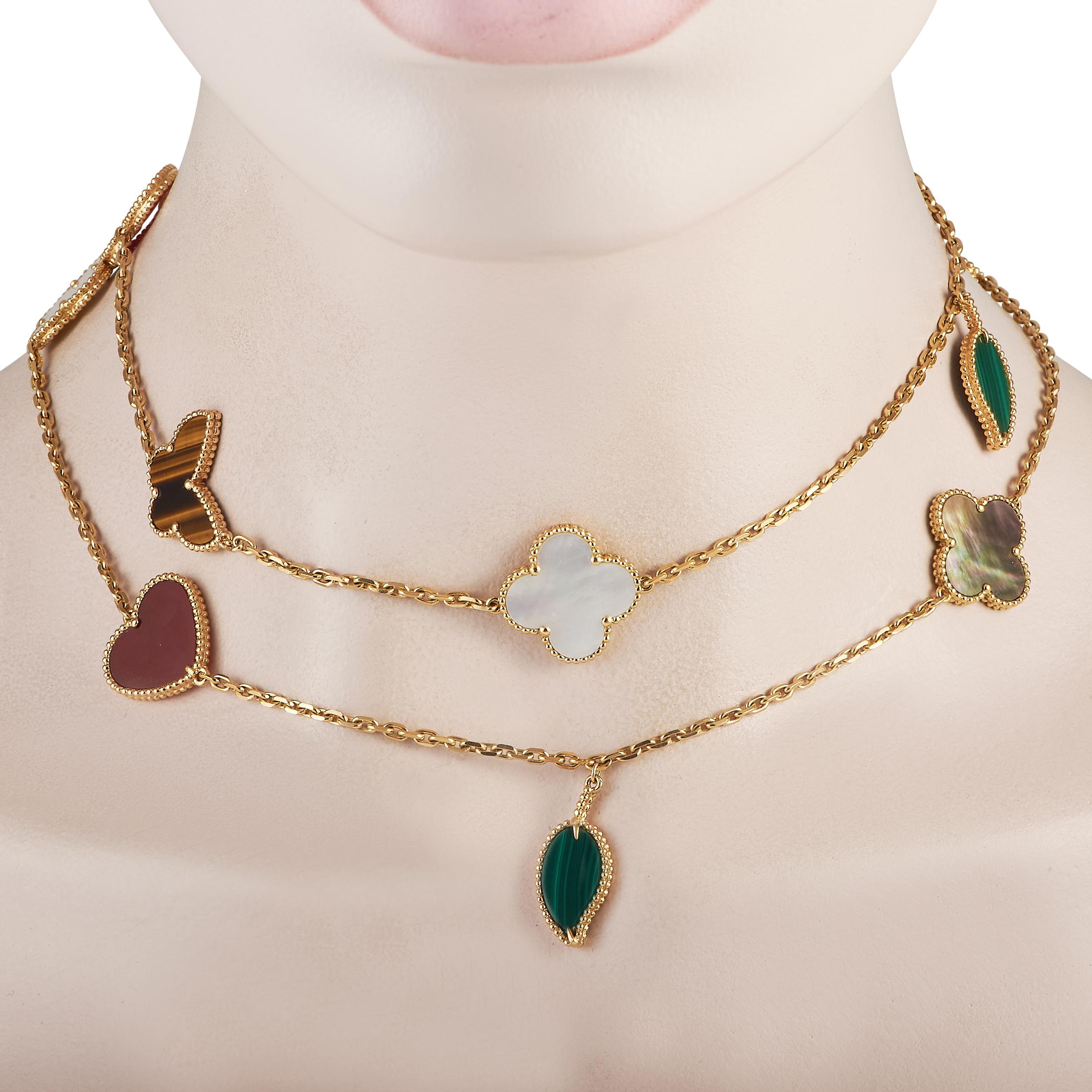 Van Cleef and Arpels Lucky Alhambra 18k Yellow Gold Long Necklace For ...