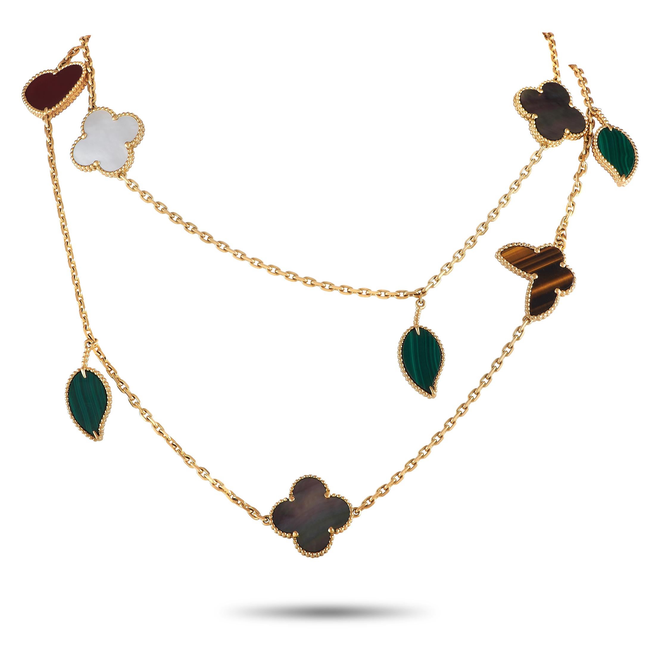 Van Cleef and Arpels Lucky Alhambra 18k Yellow Gold Long Necklace For ...