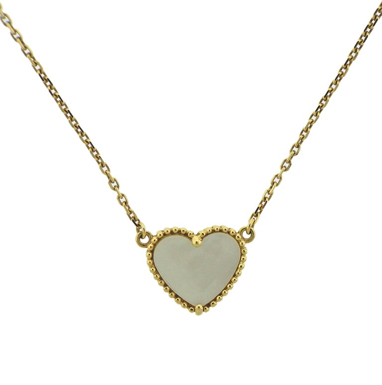 Van Cleef and Arpels Lucky Alhambra Mother-of-Pearl Gold Heart Necklace ...