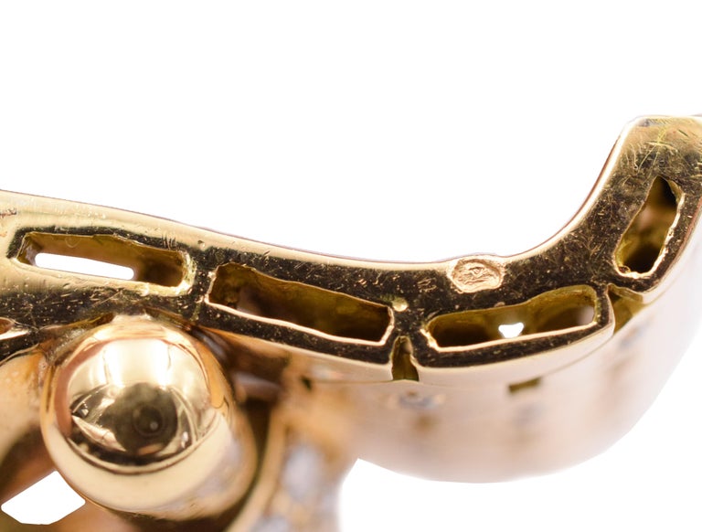Van Cleef and Arpels Retro Ludo Hexagone Diamond Gold Double Clips For ...