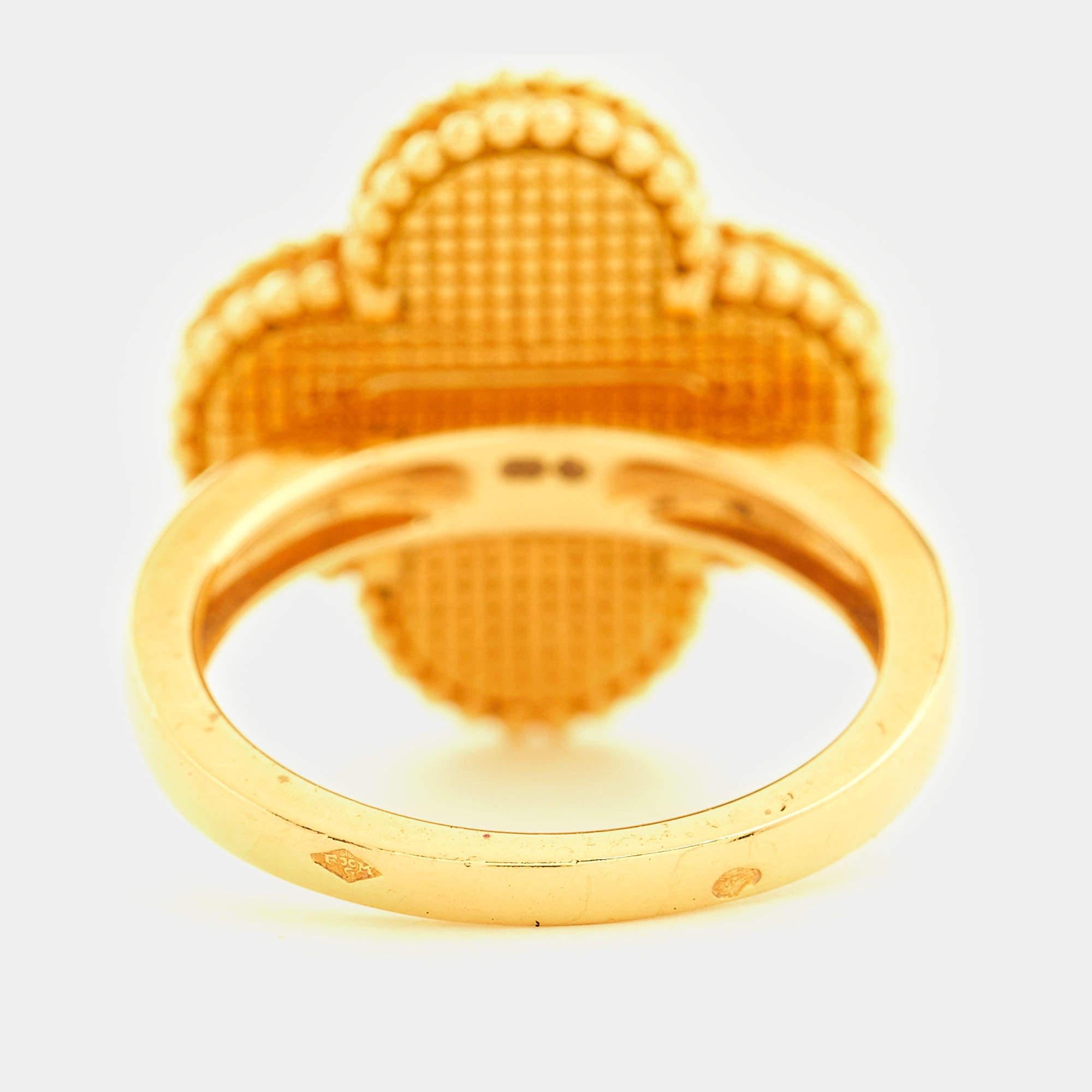 Van Cleef and Arpels Magic Alhambra Malachite 18k Yellow Gold Ring Size ...