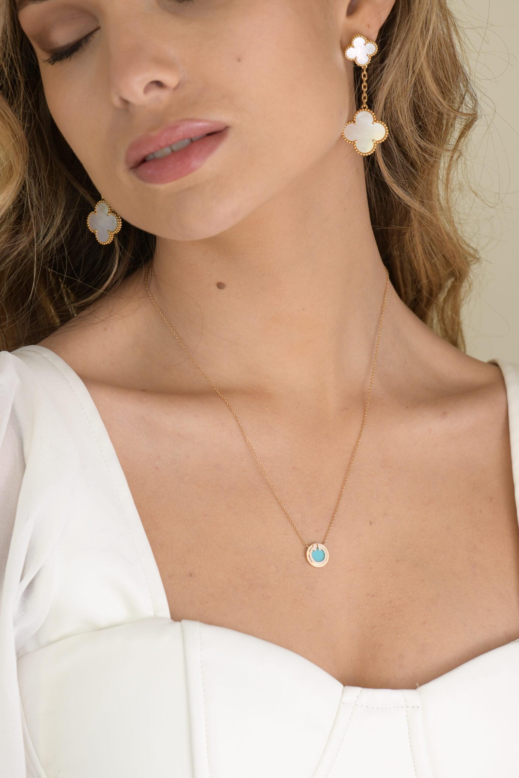 Van Cleef and Arpels Magic Alhambra Two Motifs Mother of Pearl Yellow Gold Earring For Sale at ...