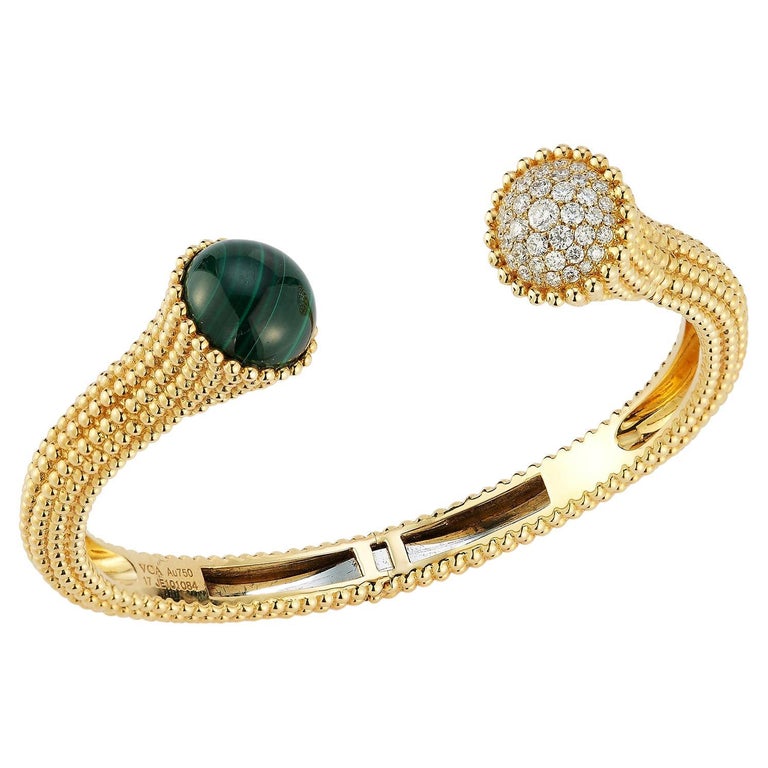 Van Cleef and Arpels Malachite and Diamond Perlee Couleurs Bracelet For ...