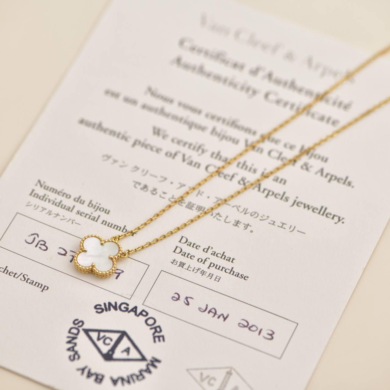 Van Cleef and Arpels Mother of Pearl Alhambra Pendant at 1stDibs