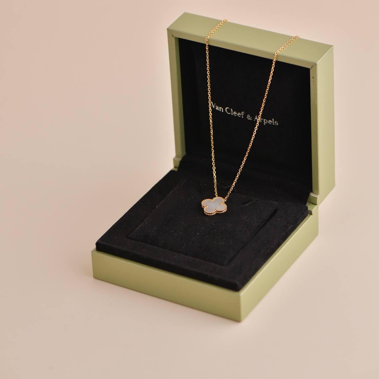 Van Cleef and Arpels Mother of Pearl Alhambra Yellow Gold Pendant For ...