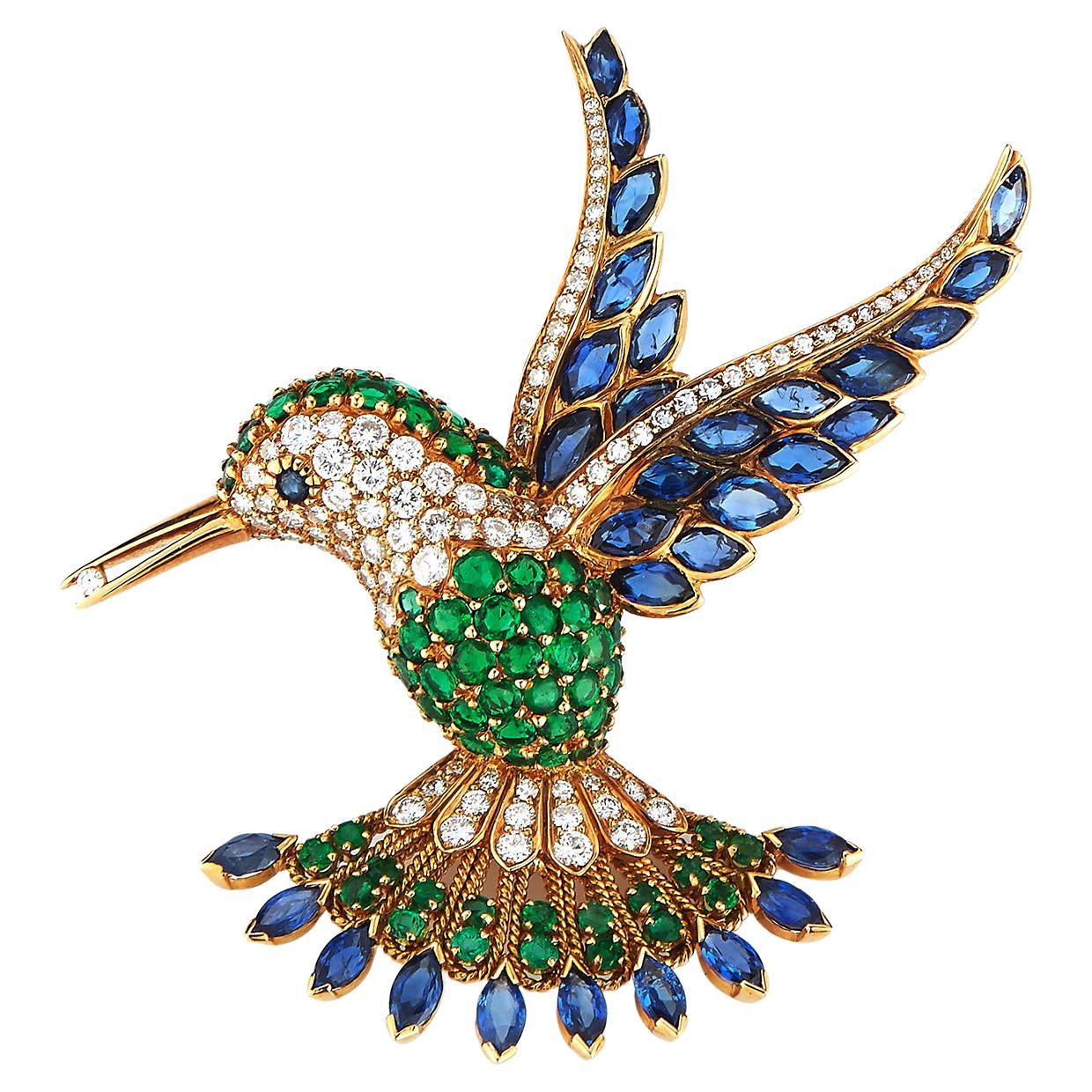 Gold and Gem-Set Singing Bird Brooch at 1stDibs