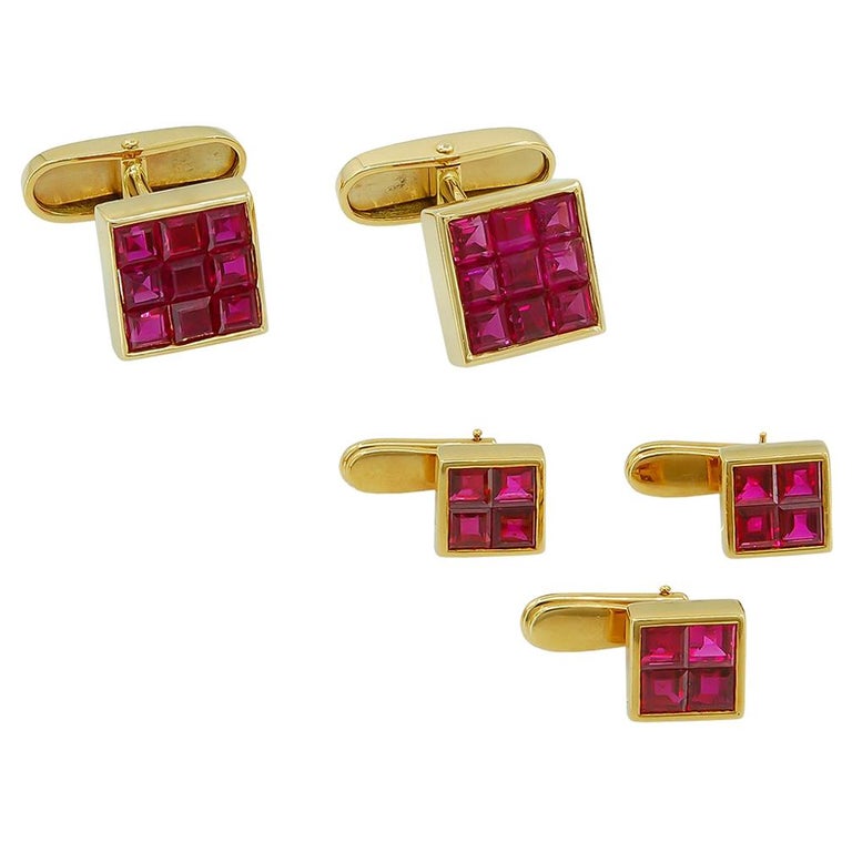 Van Cleef and Arpels Mystery-Set Ruby Cufflinks And Shirt Studs For ...