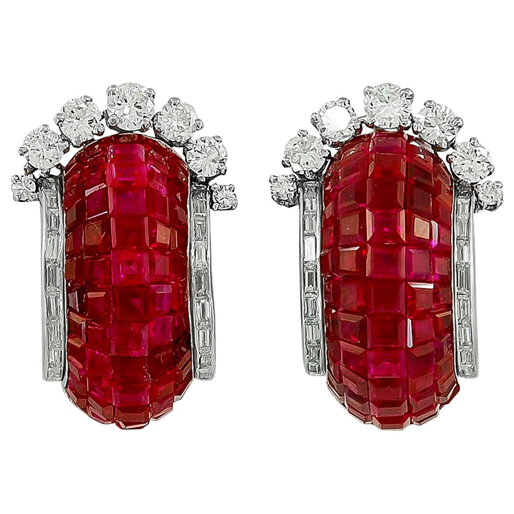 Van Cleef and Arpels Mystery-Set Sapphire Diamond Gold Earrings For ...