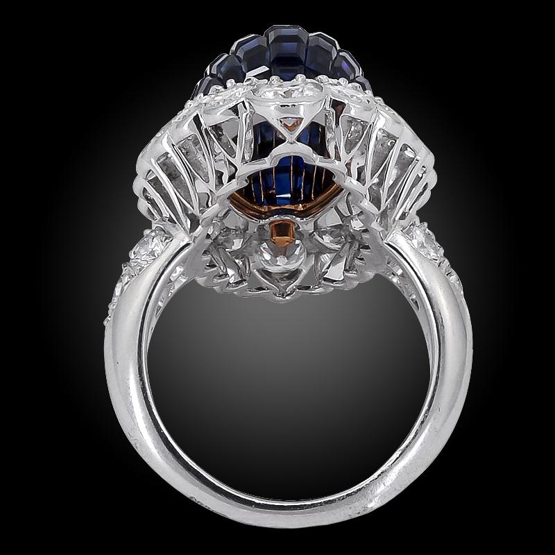 Van Cleef and Arpels Mystery Set Sapphire Rose Gold Platinum Navette ...