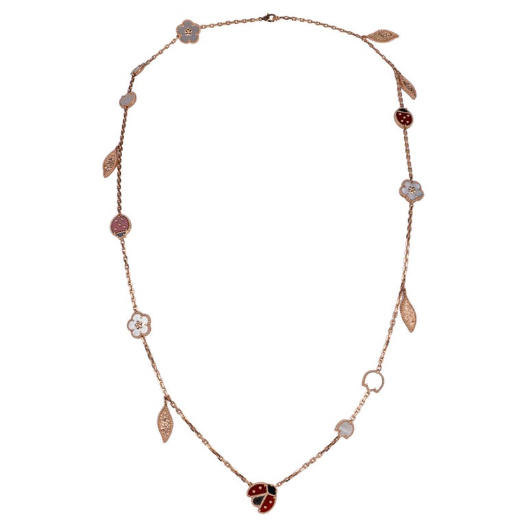 Van Cleef and Arpels Necklace Lucky Spring 15 Motifs Rose Gold New w ...