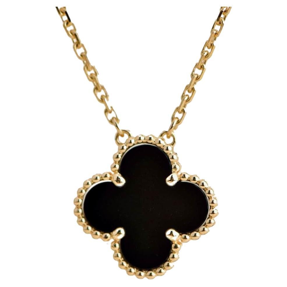 Van Cleef and Arpels Vintage Alhambra Green Jade Yellow Gold Pendant ...