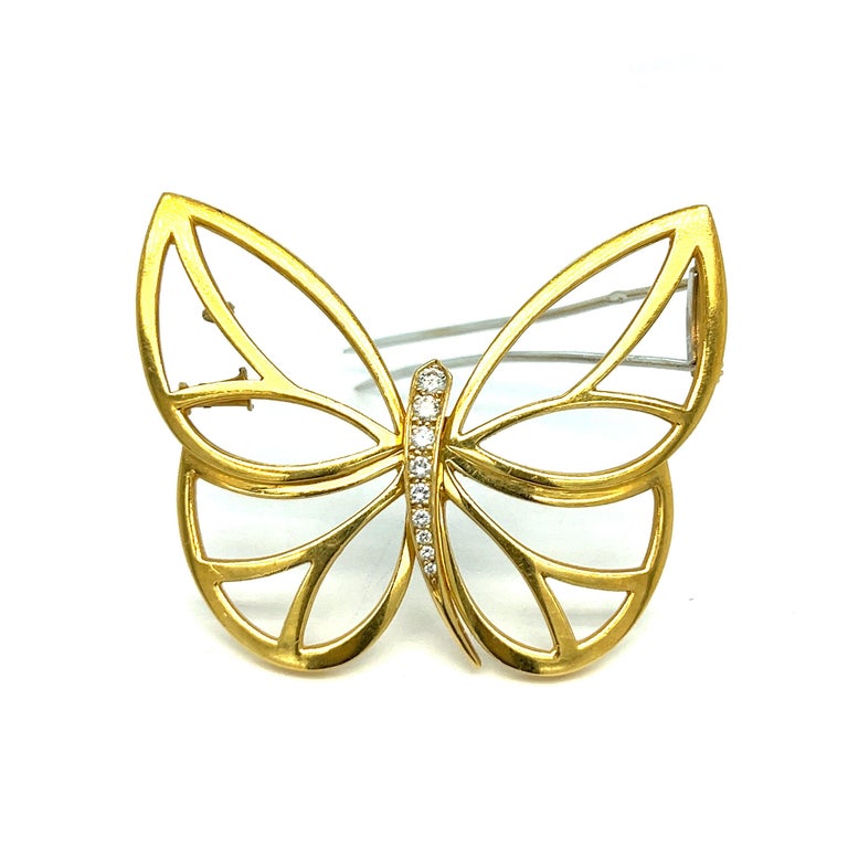 Van Cleef and Arpels Papillon Diamond Butterfly Brooch For Sale at 1stDibs