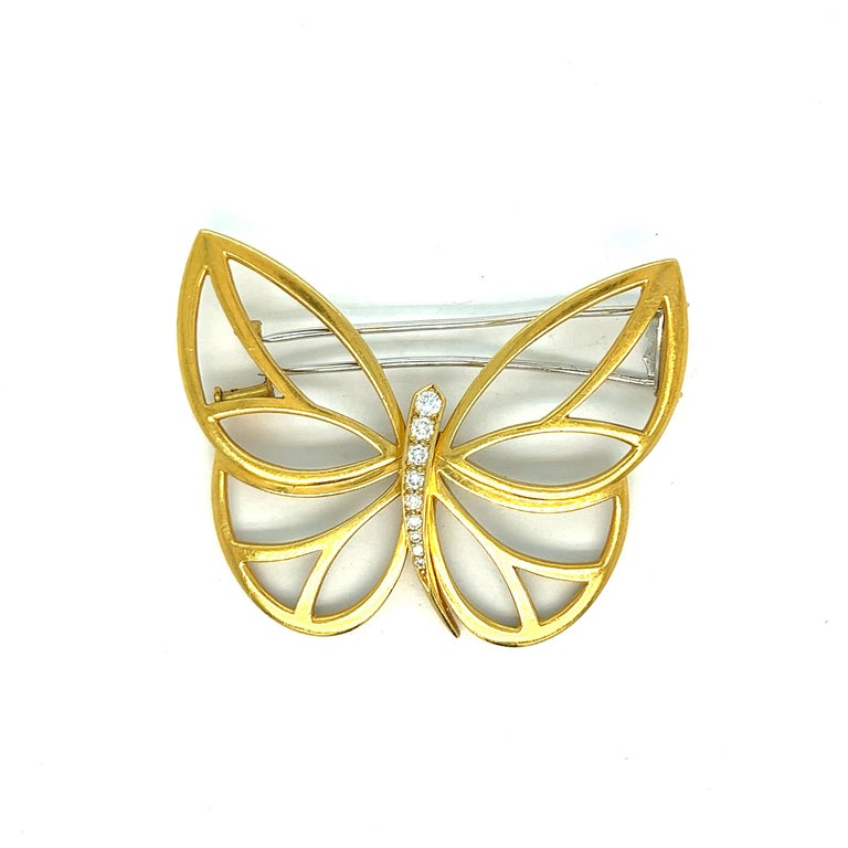 Van Cleef and Arpels Papillon Diamond Butterfly Brooch For Sale at 1stDibs