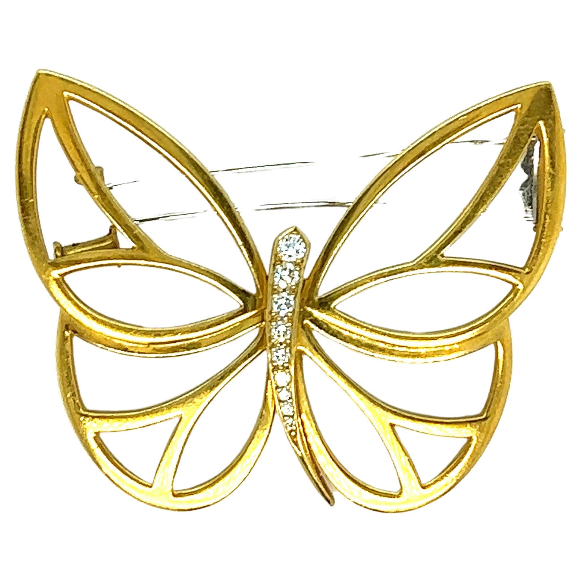 Van Cleef and Arpels Papillon Diamond Butterfly Brooch For Sale at 1stDibs