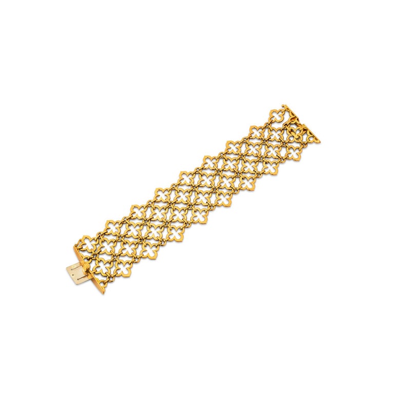 Van Cleef and Arpels Paris Alhambra Vintage Gold Wide Mesh Bracelet at ...