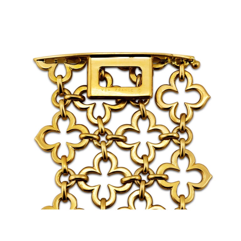 Van Cleef and Arpels Paris Alhambra Vintage Gold Wide Mesh Bracelet at ...