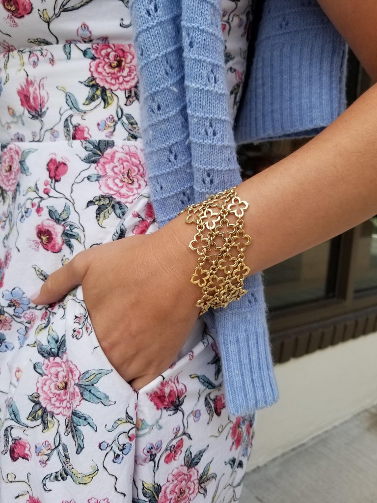 Van Cleef and Arpels Paris Alhambra Vintage Gold Wide Mesh Bracelet at ...