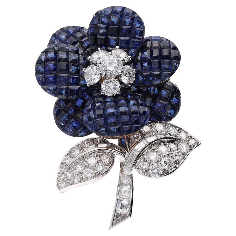 Van Cleef and Arpels Paris Vintage unsichtbar gefasste Saphir-Diamant ...