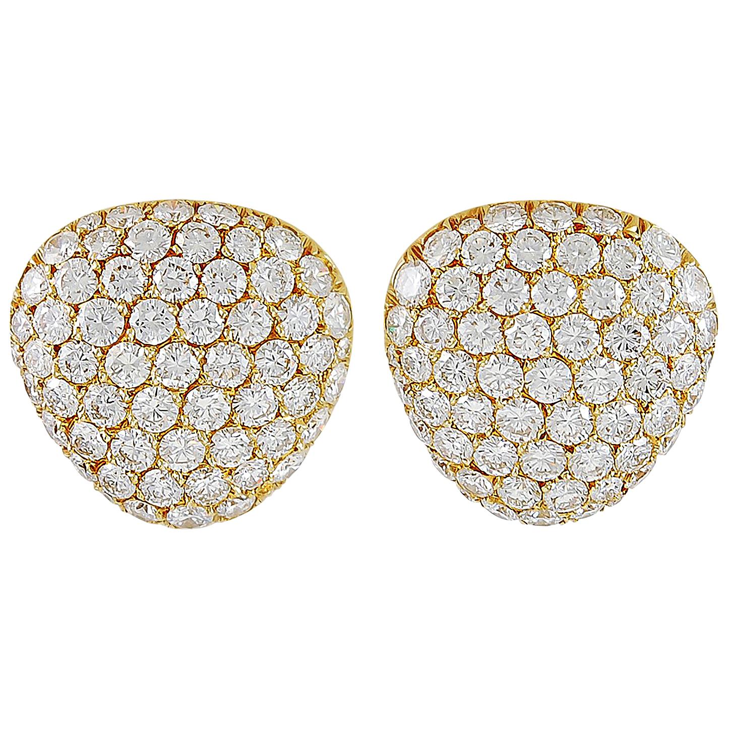 Van Cleef and Arpels Coral Diamond Bell Earrings For Sale at 1stDibs