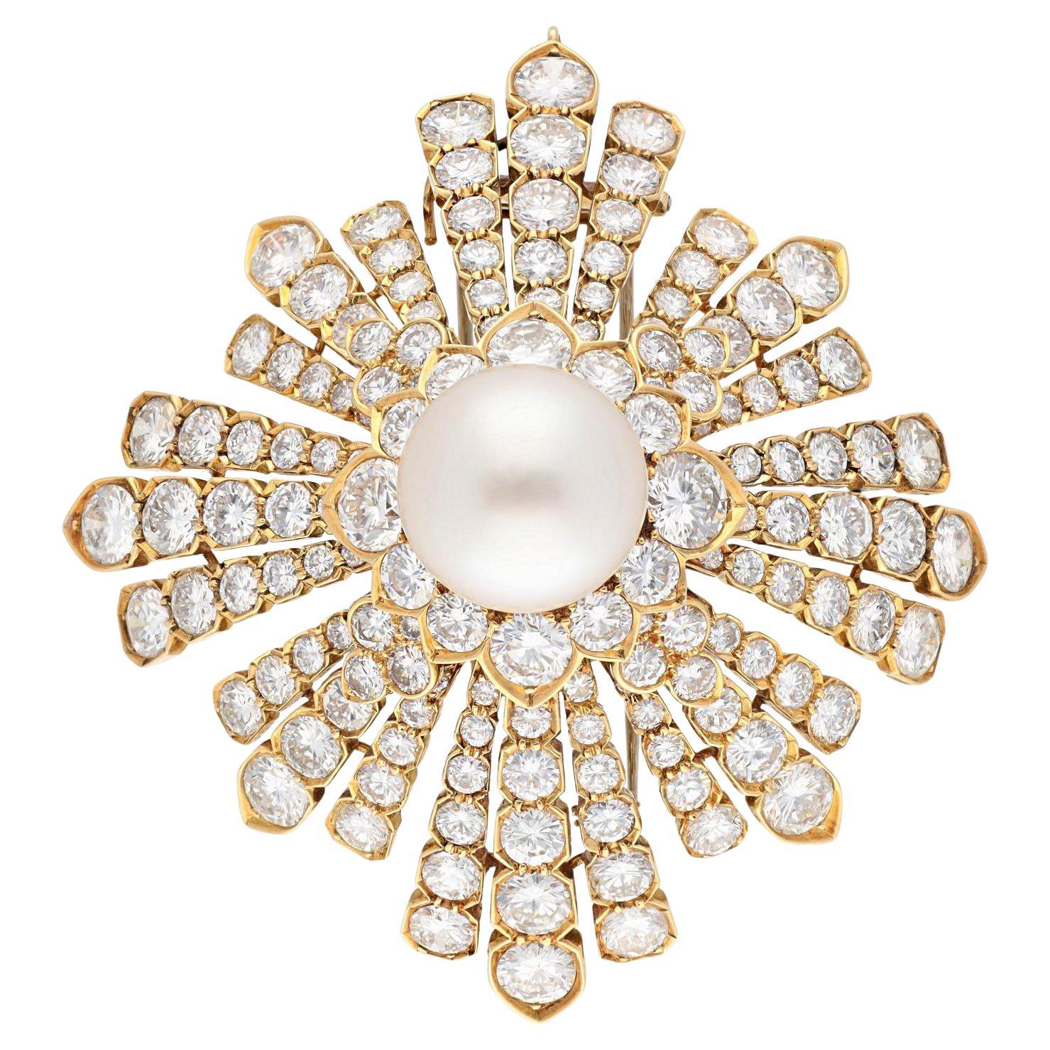 Vintage Van Cleef and Arpels Mother of Pearl and Diamond Brooch For ...