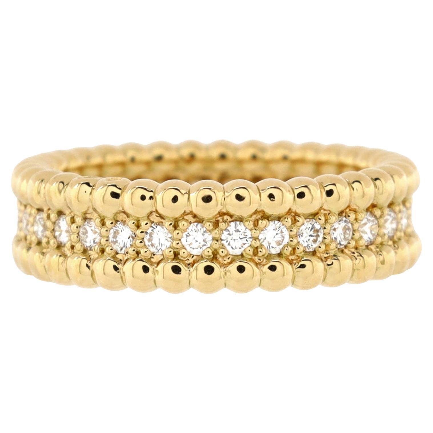 Van Cleef and Arpels Perlee 1 Row Band Ring 18K Yellow Gold and ...