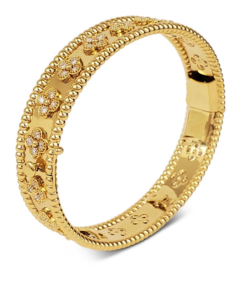 Van Cleef and Arpels Perlée Clovers Gold and Diamond Bangle at 1stDibs ...