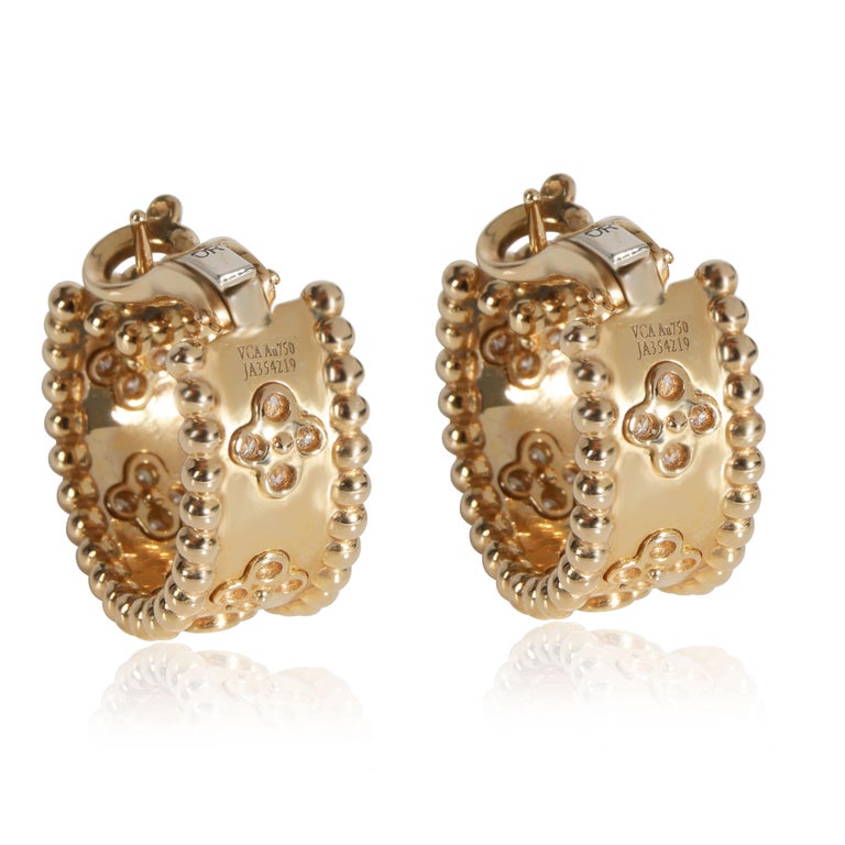 Van Cleef and Arpels Perlee Diamond Hoop Earring in 18K Yellow Gold 0. ...