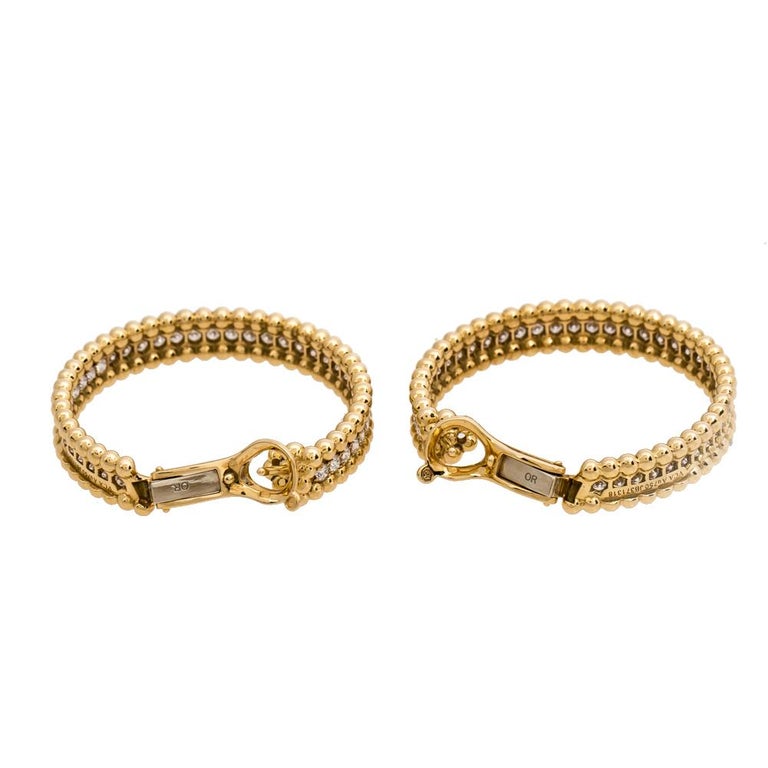 Van Cleef and Arpels Perlée Diamond Hoop Earrings at 1stDibs