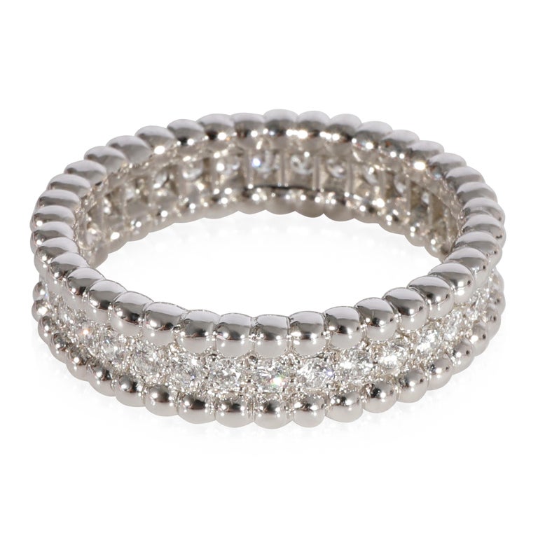 Van Cleef and Arpels Perlee Diamond Ring in 18k White Gold 0.55 CTW For ...