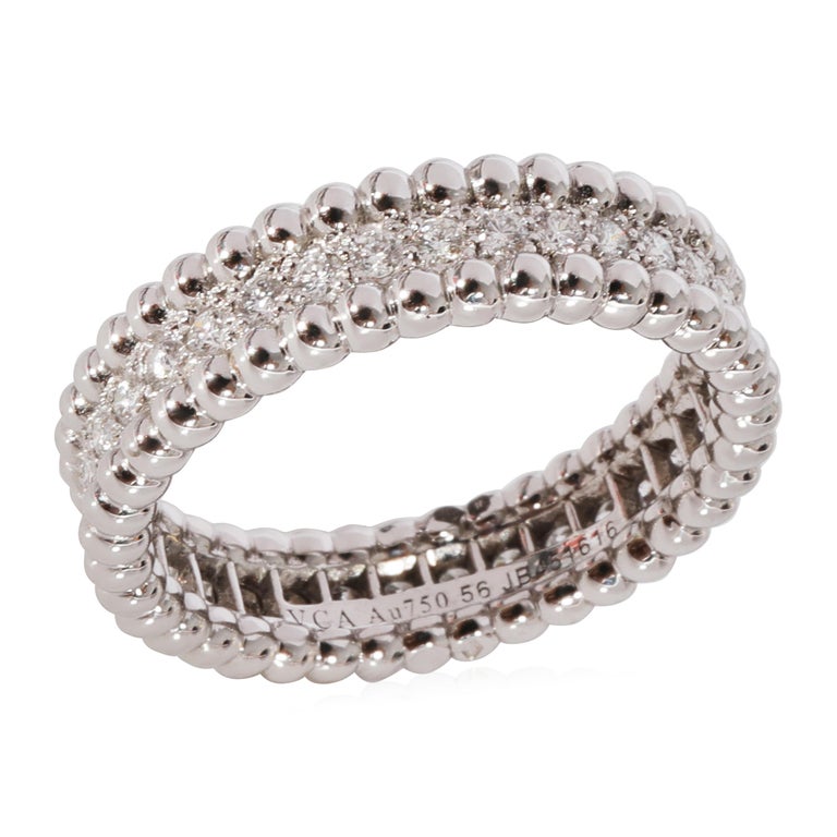Van Cleef and Arpels Perlee Diamond Ring in 18k White Gold 0.55 CTW For ...