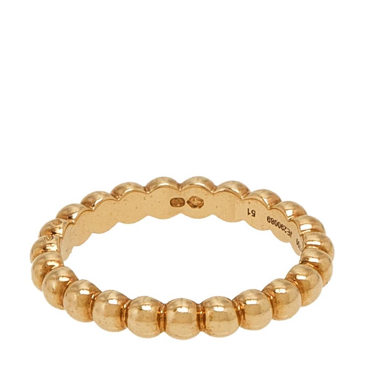 Van Cleef and Arpels Perlee Pearls of 18K Yellow Gold Medium Band Ring ...