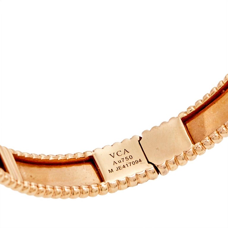 Van Cleef And Arpels Perlee Signature 18k Rose Gold Bangle Bracelet M
