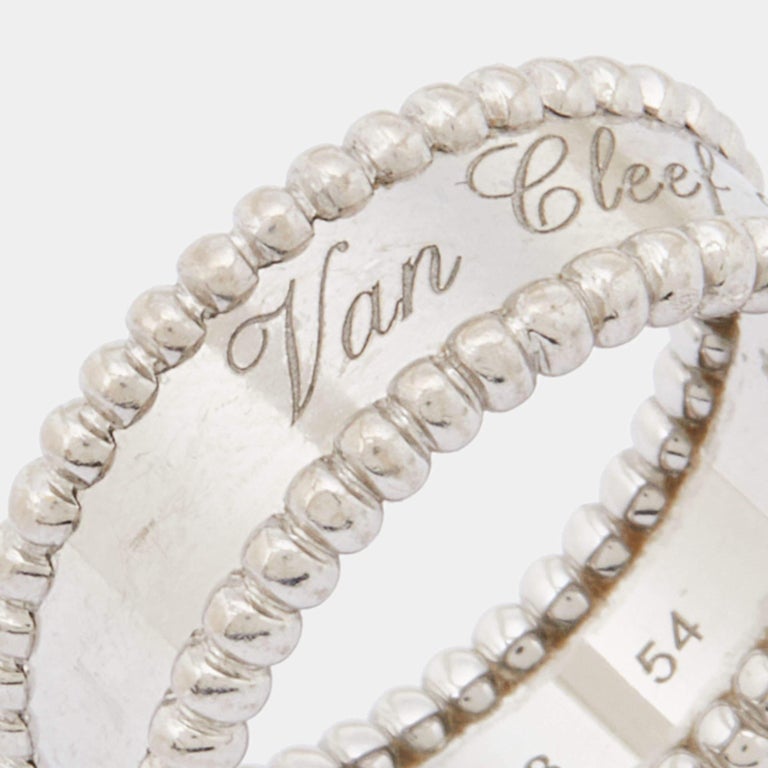 Van Cleef and Arpels Perlée Signature 18k White Gold Band Ring Size 54 ...