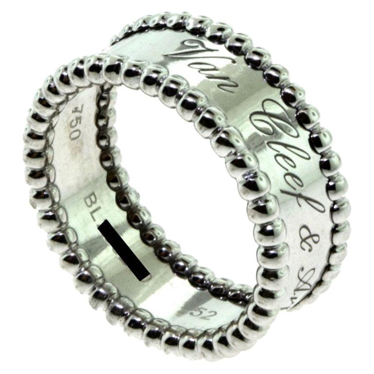 Van Cleef and Arpels Perlée Signature White Gold Ring For Sale at 1stdibs
