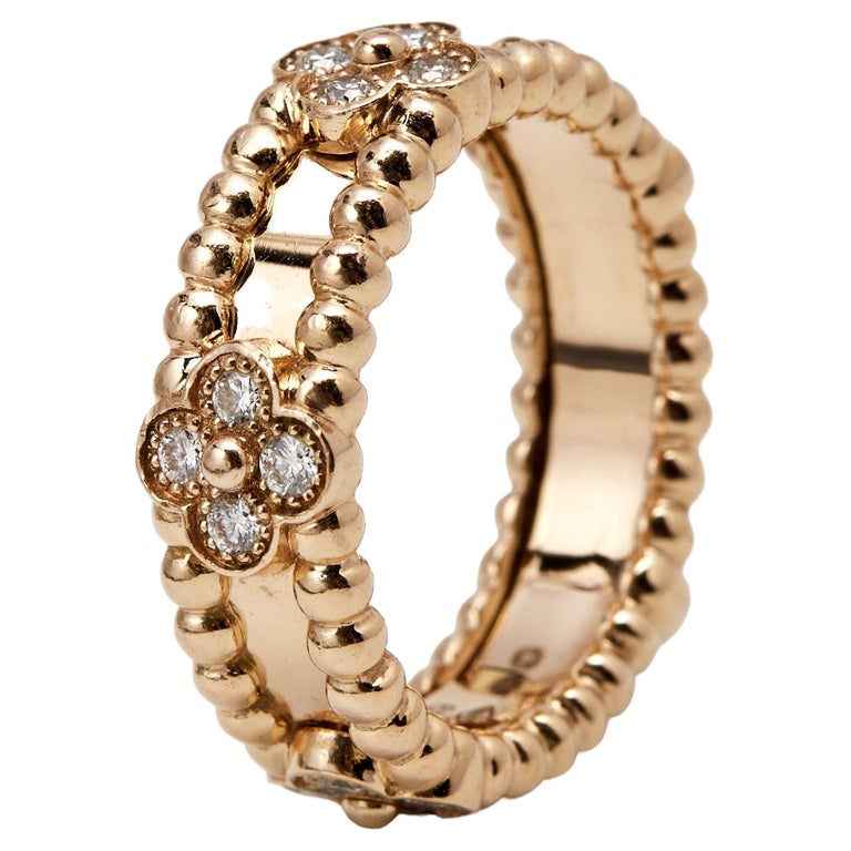 Van Cleef and Arpels Perlee Sweet Clovers Diamond 18K Rose Gold Band ...