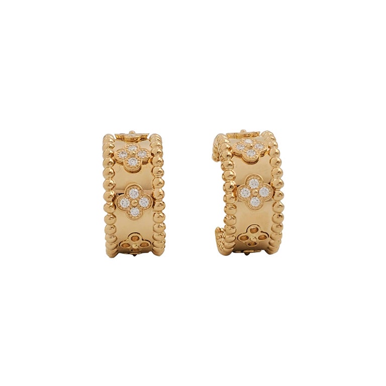 Van Cleef and Arpels Perlée Yellow Gold and Diamond Earrings at 1stDibs