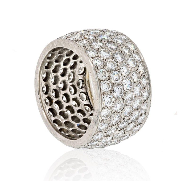Van Cleef and Arpels Platinum Multi Row Diamond Cluster Cocktail Ring ...