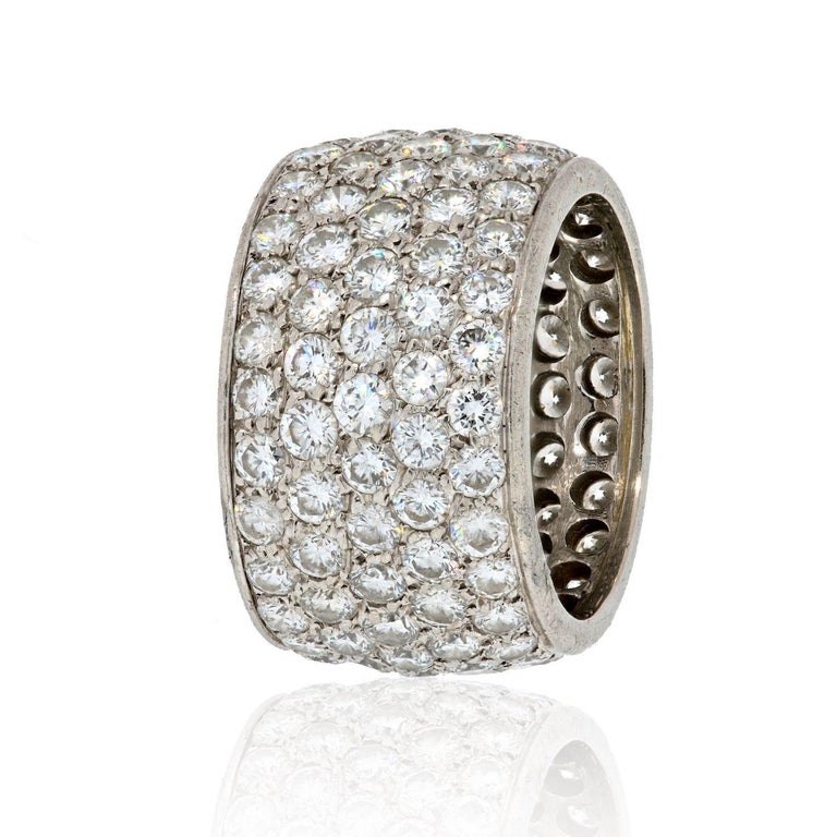 Van Cleef and Arpels Platinum Multi Row Diamond Cluster Cocktail Ring ...