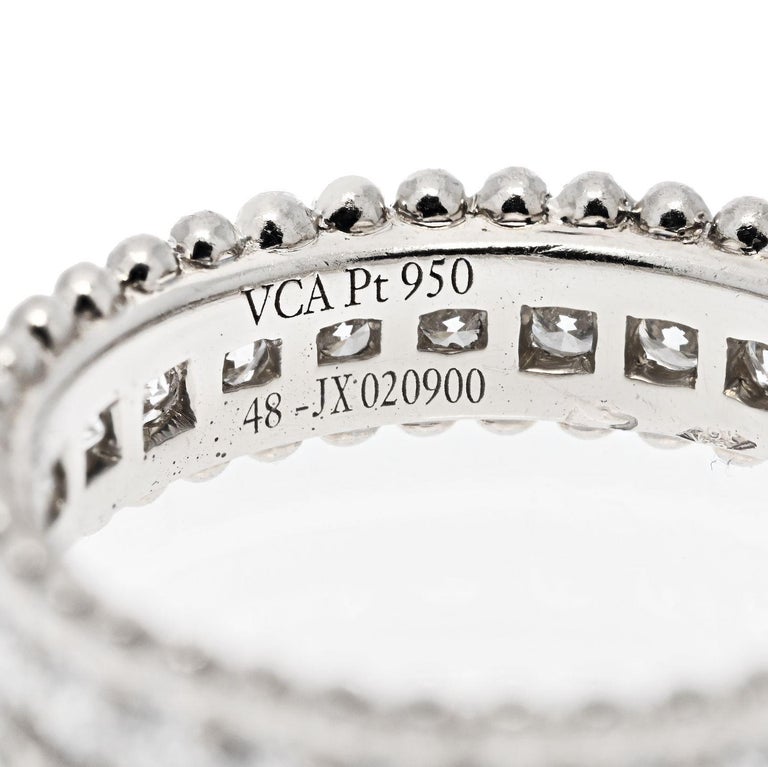 Van Cleef and Arpels Platinum Perlee Diamond Round Cut Row Wedding Band ...