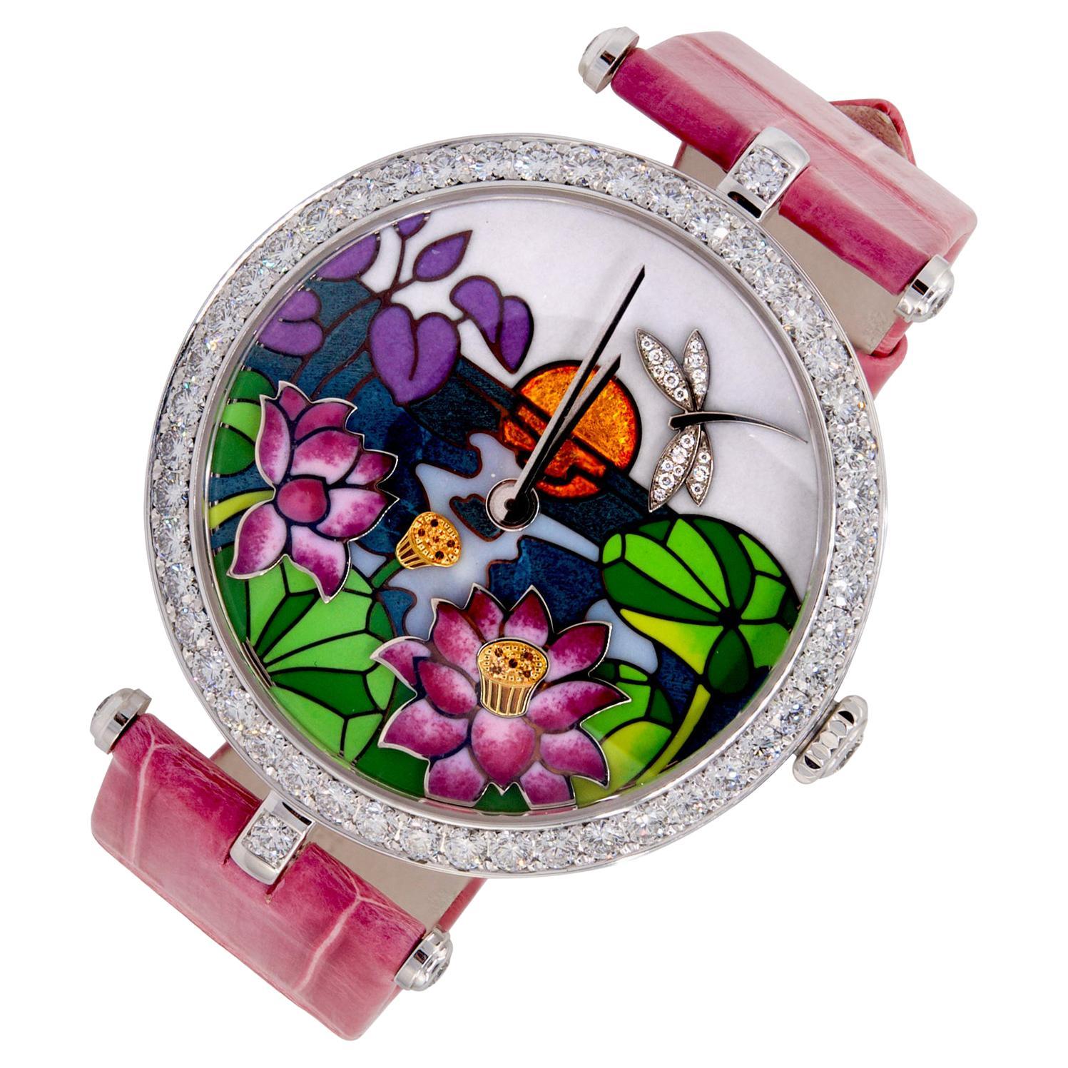 Van Cleef and Arpels Plique a Jour and Paillonne Enamel Watch For Sale ...