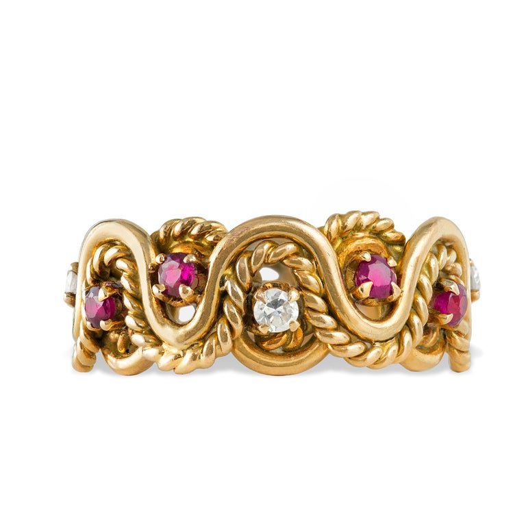 Van Cleef and Arpels Rope Twist Ruby and Diamond Ring at 1stDibs