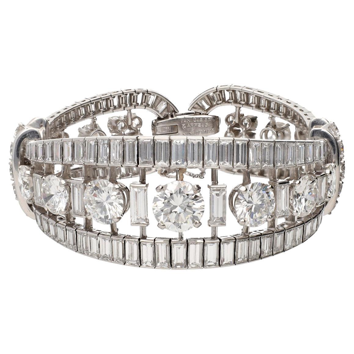 Van Cleef and Arpels Platinum Gold Round and Baguette Diamond Vintage ...