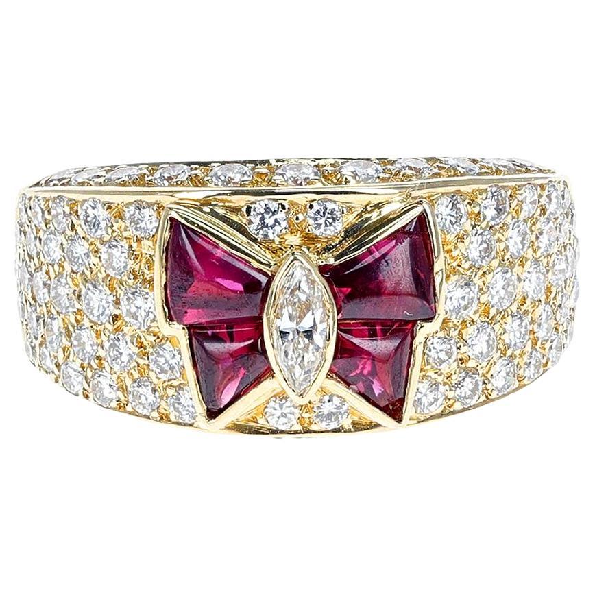Van Cleef and Arpels Floral Ruby and Diamond Ring, 18 Karat, with ...